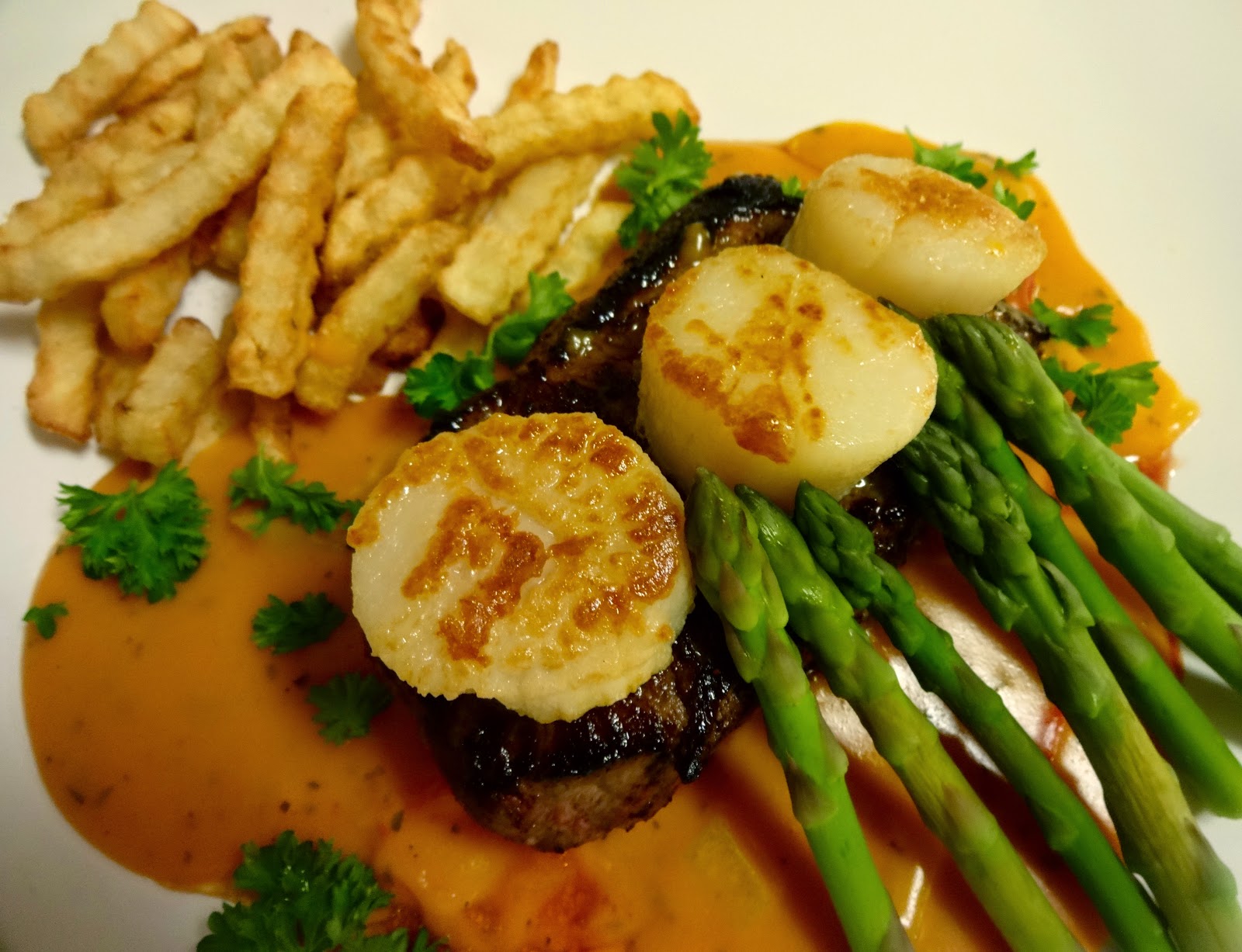 Edels Mat : Biff & kamskjell !! «Surf `n` Turf»